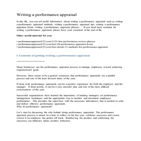 Writing a performance appraisal | PDF