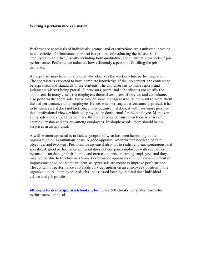 Writing A Performance Evaluation For Employees Examples - Design Talk
