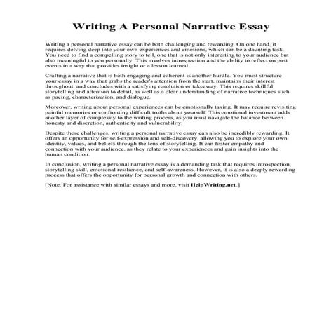 Writing A Personal Narrative Essay. University of Mary (North Dakota) | PDF