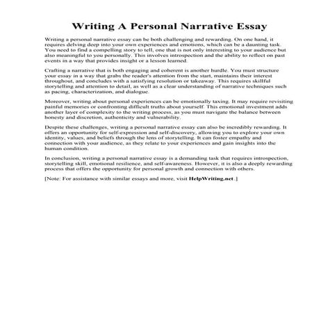 Writing A Personal Narrative Essay. Writing narrative essay. Narrative ...