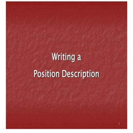 Writing A Position Description | PPT