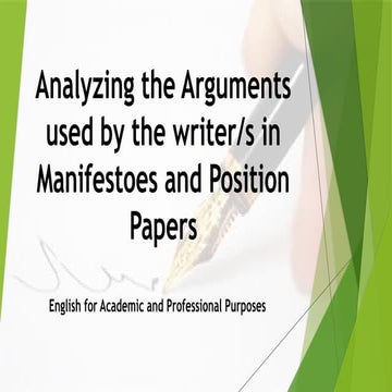 Writing a Position Paper in English for Acad | PPTX