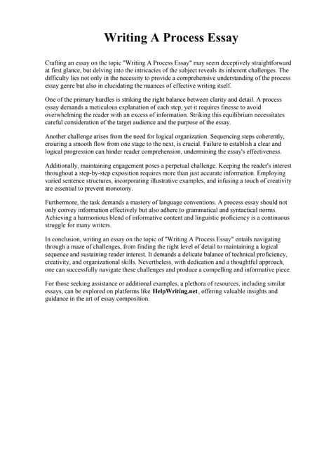 Process Essay Example. Marian University | PDF