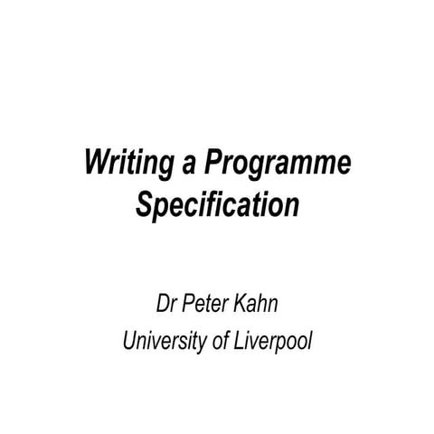Writing a Programme Specification | PPT