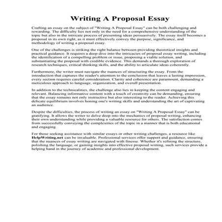 Writing A Proposal Essay | PDF