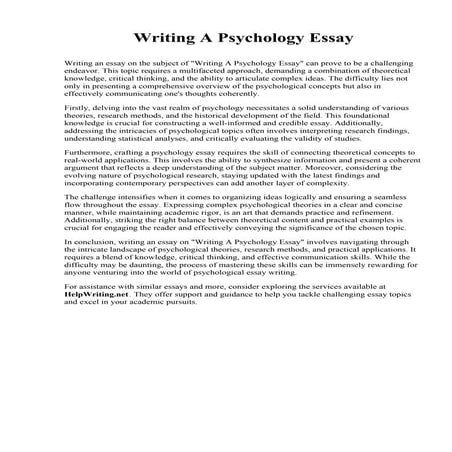 Writing A Psychology Essay | PDF
