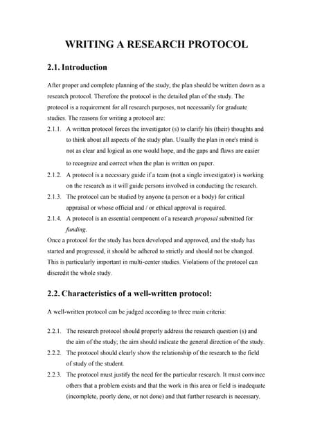 protocol writing in clinical research | PDF