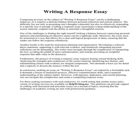 Writing A Response Essay | PDF