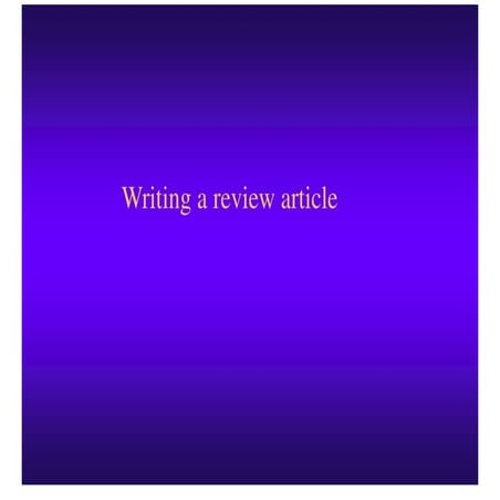 Writing A Review Article | PDF