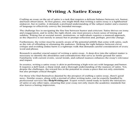 Writing A Satire Essay. University of Illinois at Springfield | PDF