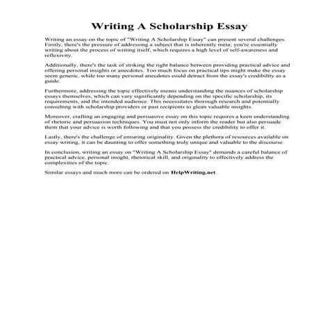 Writing A Scholarship Essay | PDF