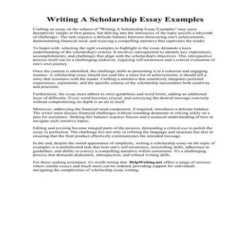 Writing A Scholarship Essay Examples | PDF