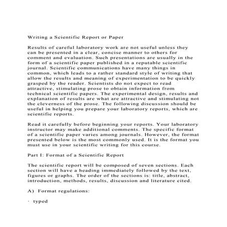 Writing a Scientific Report or PaperResults of careful labor | PDF