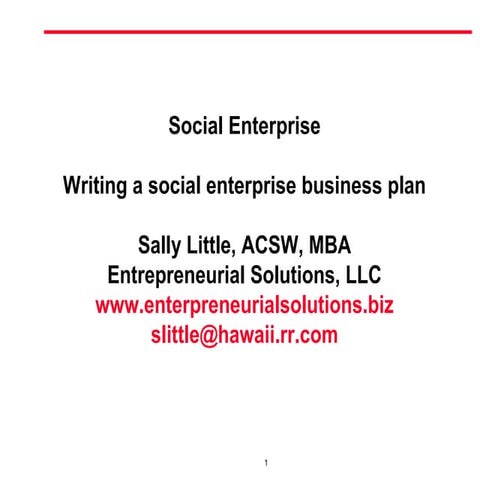 Writing a socialenterprise business plan | PPT