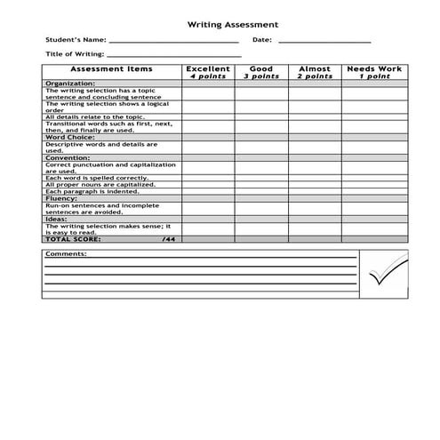 Writing assessment | PDF