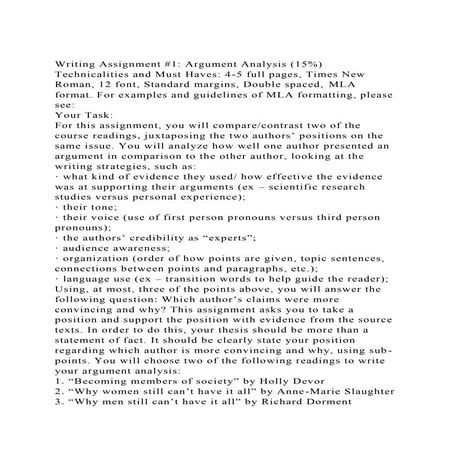 Writing Assignment #1 Argument Analysis (15)Technicalities and.docx
