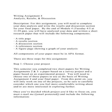 Writing Assignment 4Analysis, Results, & DiscussionDescripti.docx