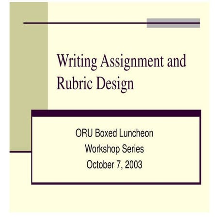 Writing Assignment And Rubric Design | PDF