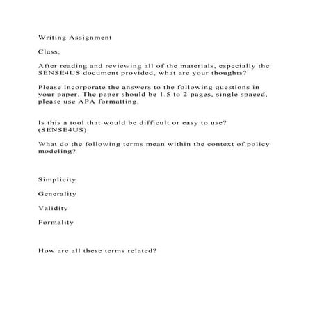 Writing AssignmentClass, After reading and reviewing all of | PDF