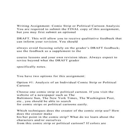 Writing Assignment Comic Strip or Political Cartoon Analysis .docx