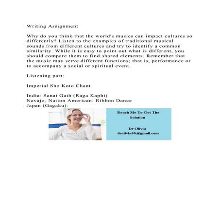 Writing AssignmentWhy do you think that the worlds musics can i.docx