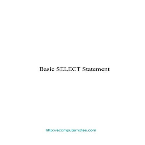 E Computer Notes Writing Basic Sql Select Statements Pdf 