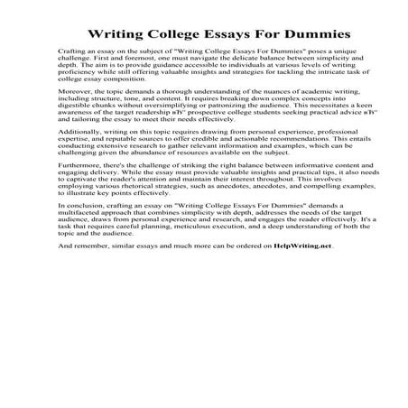 Writing College Essays For Dummies | PDF