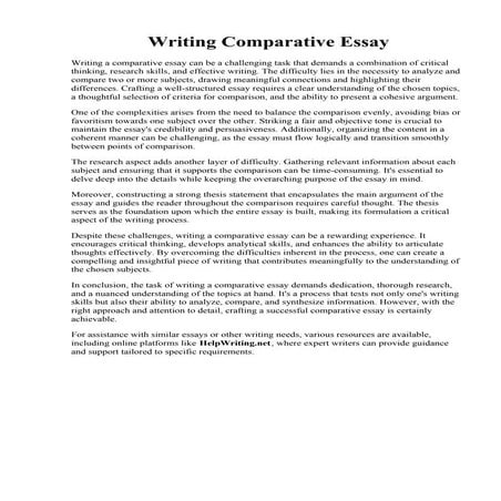 Writing Comparative Essay. COMPARATIVE ESSAY OUTLINE - TEMPLATE | PDF ...