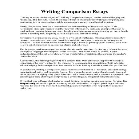 Writing Comparison Essays. . 001 What Is Compare And Contrast Essay ...
