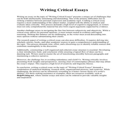Writing Critical Essays.pdf | Homework and Study | Education