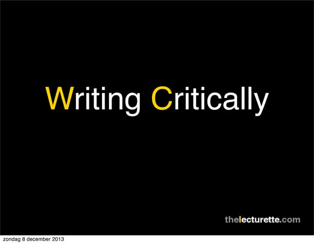 Writing critically