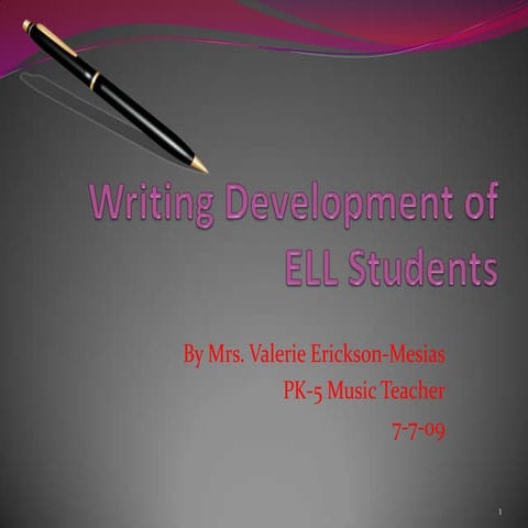 Writing Development Of ELL Students In A Music Classroom | PPTX