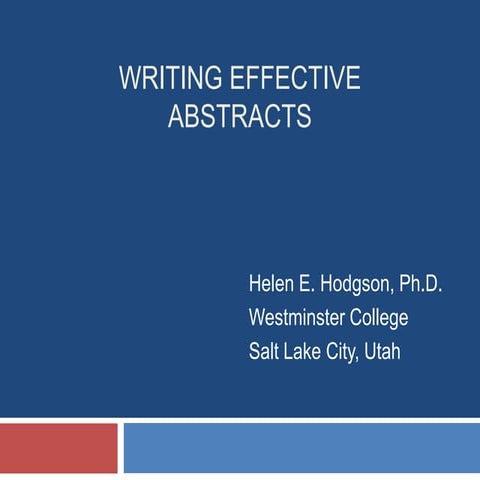 Writing Effective Abstracts Ppt