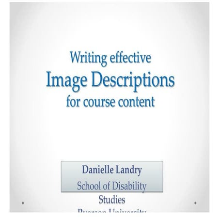 Writing Effective Image Descriptions For Course Content | PDF