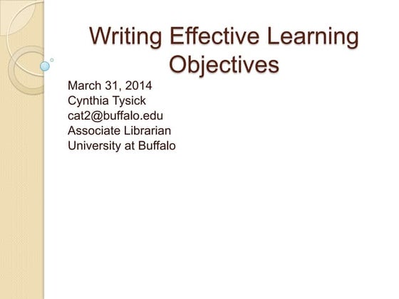 Writing effective objectives | PPT