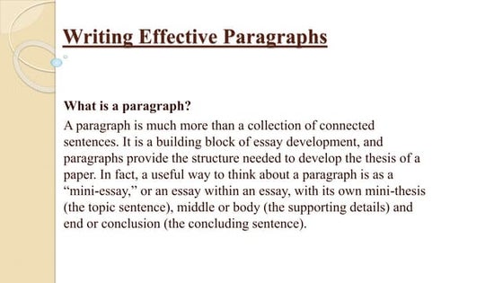 Paragraph Writing What is a paragraph? A group of sentences that develops an idea The idea ...