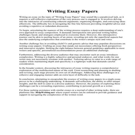 Writing Essay Papers | PDF | Freelance Writing | Content Production
