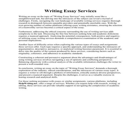 Writing Essay Services | PDF