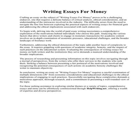 Writing Essays For Money | PDF