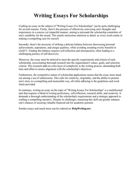 Write A Scholarship Essay | PDF