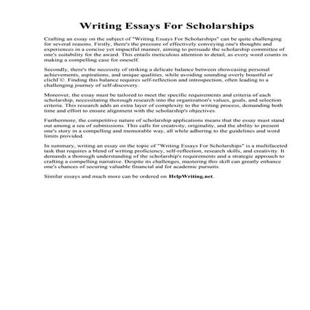 Writing Essays For Scholarships | PDF | Student Financial Aid ...