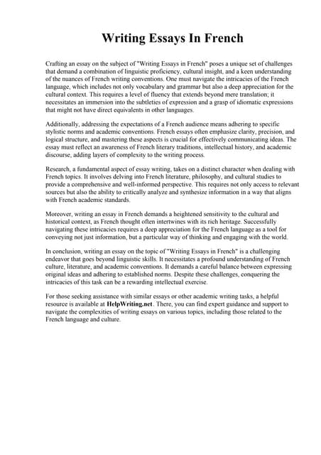 French Essay Example. Oak Point University | PDF