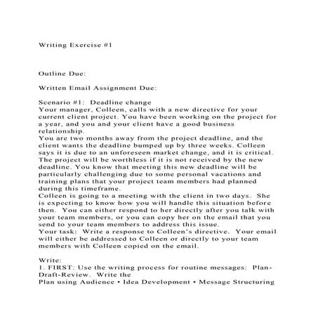 Writing Exercise #1 Outline Due Written Email Assign.docx | Stocks and Bonds | Personal Investing