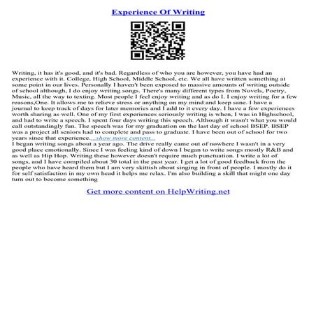 Writing Experience Essay Sample | PDF