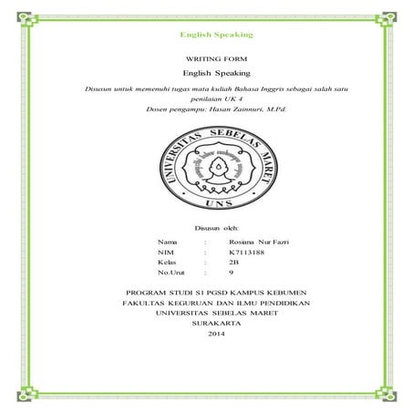 Writing form for speaking english | DOCX