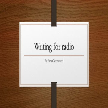 Writing for radio | PPT