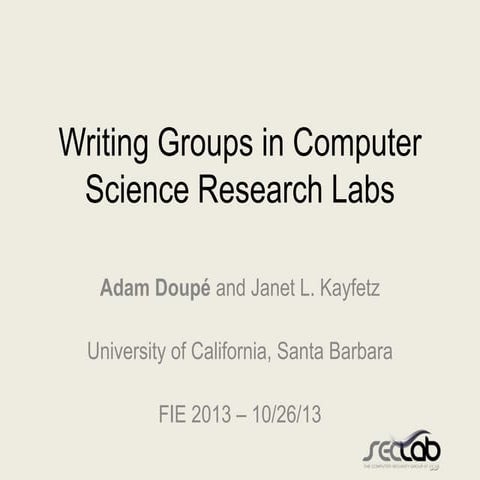 Writing Groups in Computer Science Research Labs | PPT