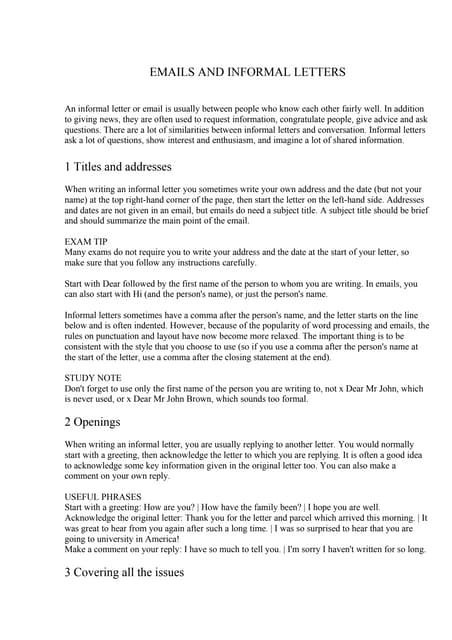 Informal e-mails | PPT