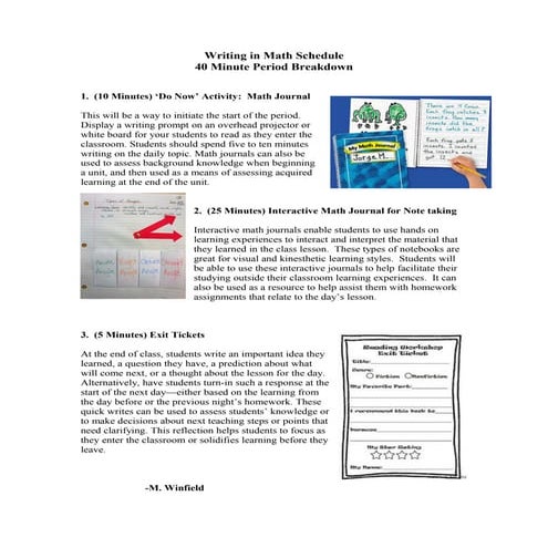 Writing in math schedule | PDF