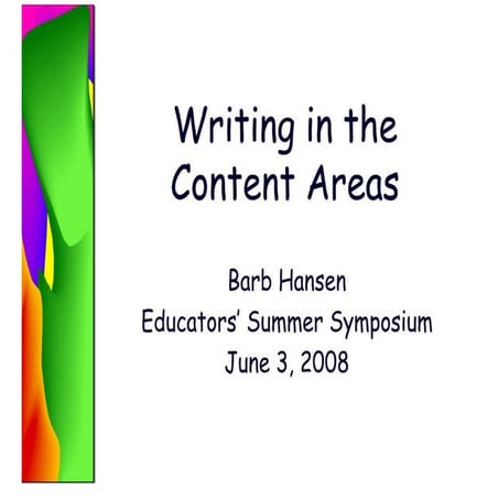 Writing In The Content Areas | PPT